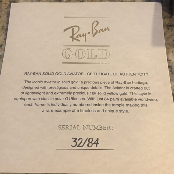 Ray-Ban | Accessories | Limited Edition 8k Solid Gold Polarized Ray Ban ...